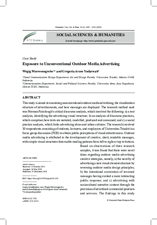 (PDF) Exposure to Unconventional Outdoor Media Advertising