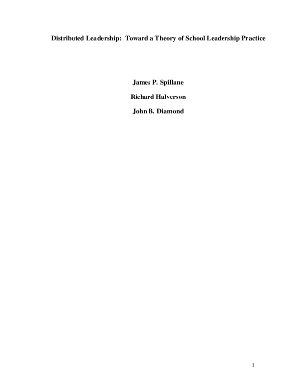 (PDF) Distributed leadership: Toward a theory of school leadership practice