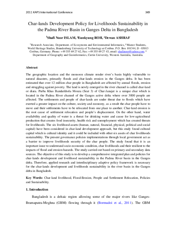 (PDF) Char-lands Development Policy for Livelihoods Sustainability in ...
