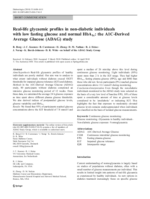 (PDF) Real-life glycaemic profiles in non-diabetic individuals with low ...