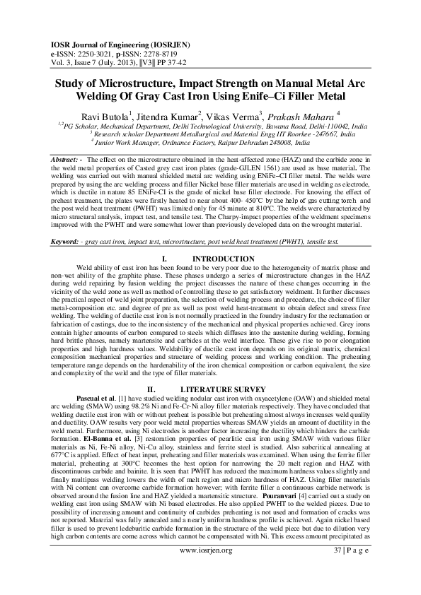 (PDF) Study of Microstructure, Impact Strength on Manual Metal Arc ...