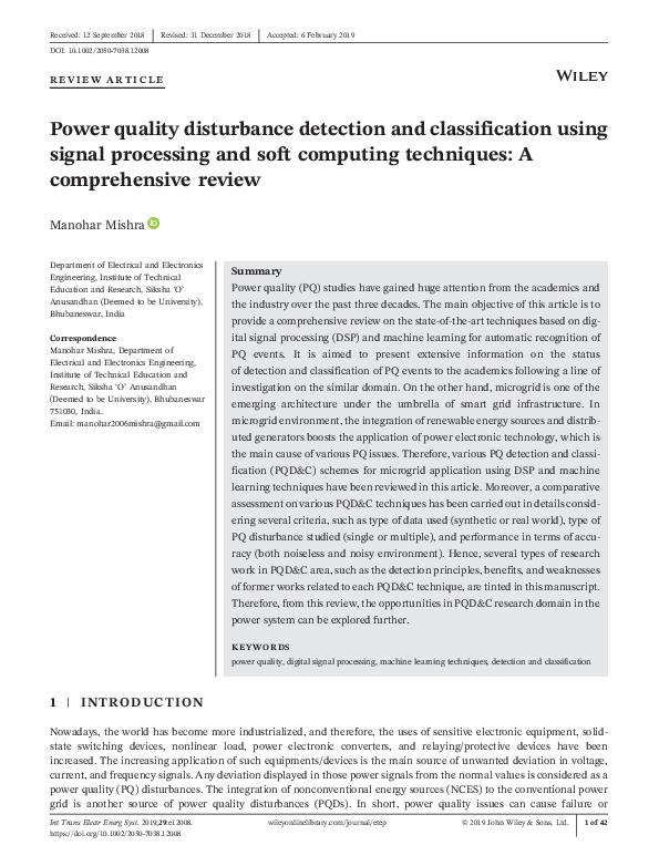 Pdf Power Quality Disturbance Detection And Classification Using Wavelets And Artificial