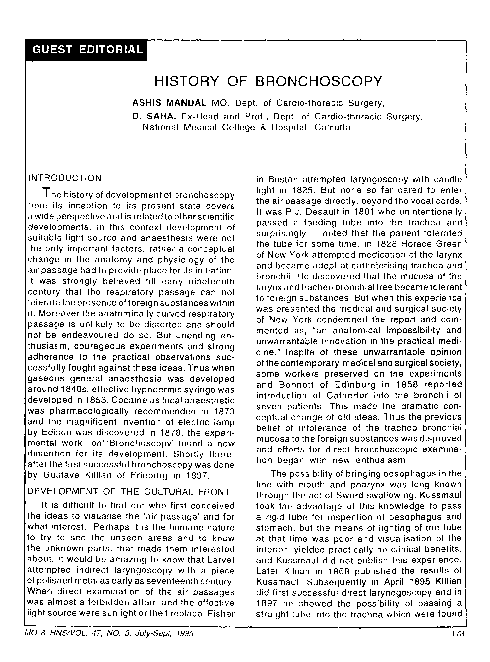 (PDF) History of bronchoscopy