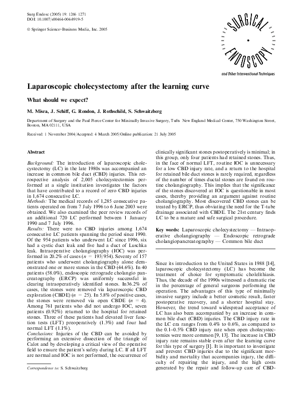 (PDF) Laparoscopic cholecystectomy after the learning curve: what should we expect?