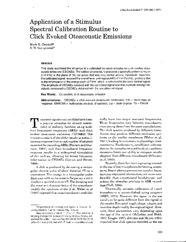 (PDF) Application of a stimulus spectral calibration routine to click ...