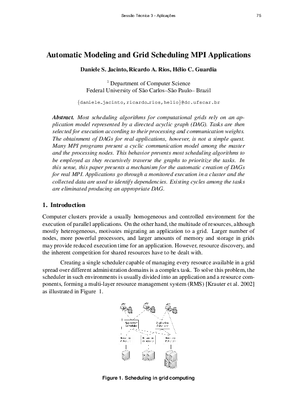 Pdf Automatic Modeling And Grid Scheduling Mpi Applications