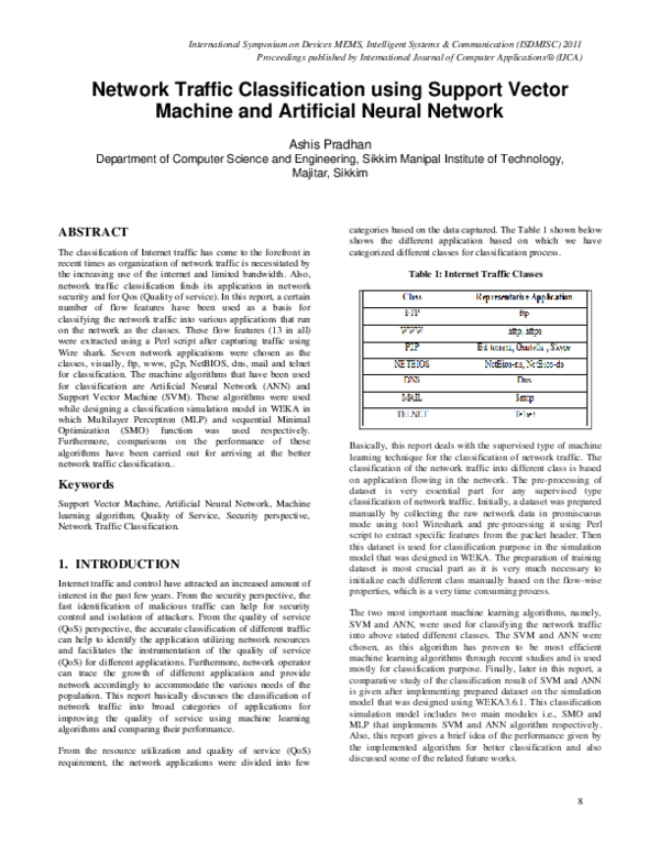 Pdf Network Traffic Classification Using Support Vector Machine And