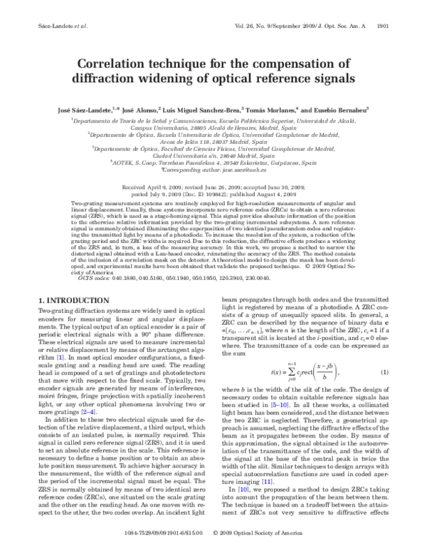 (PDF) Correlation technique for the compensation of diffraction ...