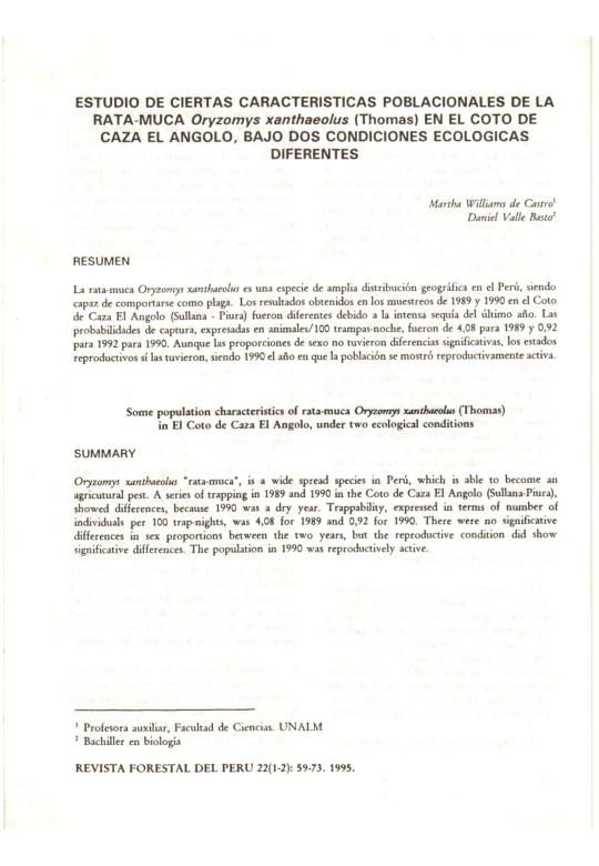 (PDF) ESTUDIO DE CIERTAS CARACTERÍSTICAS POBLACIONALES DE LA RATA MUCA ...