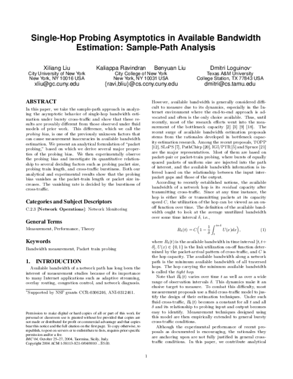 (PDF) Single-Hop Probing Asymptotics in Available Bandwidth Estimation: Sample-Path Analysis
