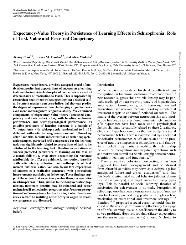 (PDF) Expectancy-value theory in persistence of learning effects in ...