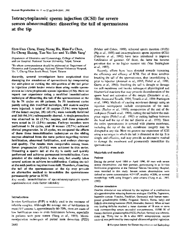 (PDF) Andrology: Intracytoplasmic sperm injection (ICSI) for severe ...