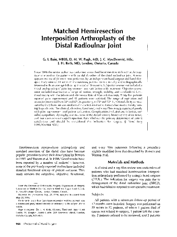 (PDF) Matched hemiresection interposition arthroplasty of the distal ...