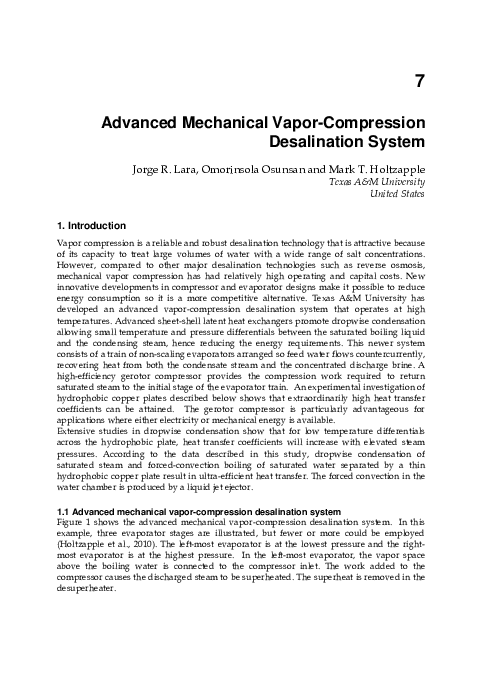 (PDF) Advanced Mechanical Vapor-Compression Desalination System