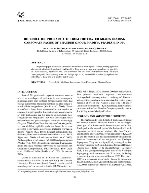 (PDF) Heterolithic Prokaryotes from the Coated Grains Bearing Carbonate ...