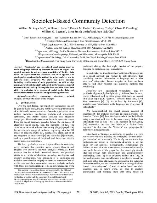 (PDF) Sociolect-based community detection