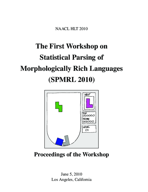 Pdf Statistical Parsing Of Morphologically Rich Languages What How And Whither