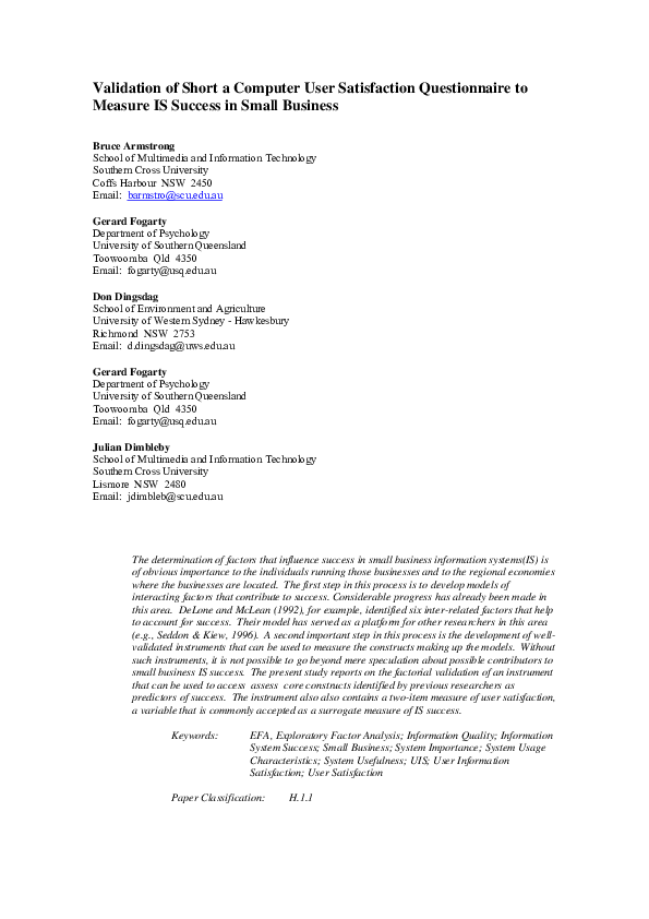 (PDF) Validation of a Computer User Satisfaction Questionnaire to ...