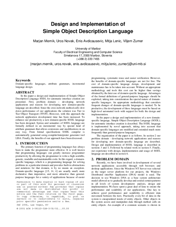 (PDF) Design and implementation of simple object description language ...