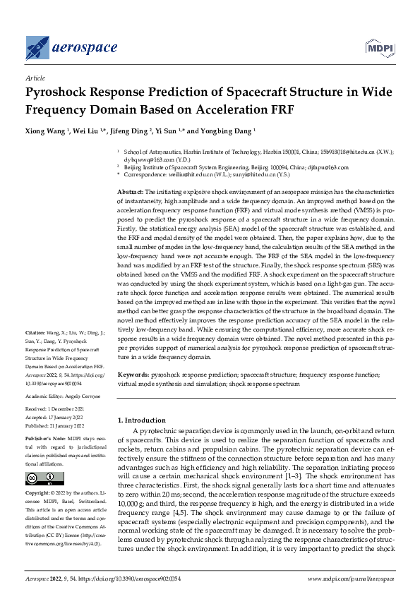 (PDF) Pyroshock Response Prediction of Spacecraft Structure in Wide ...