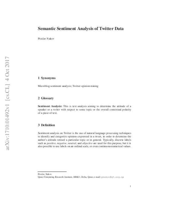 (PDF) Semantic Sentiment Analysis of Twitter Data