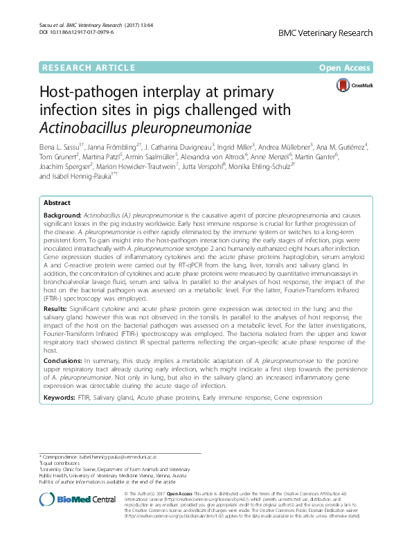 (PDF) Host-pathogen interplay at primary infection sites in pigs ...