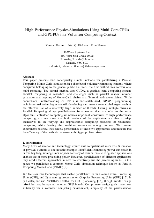(PDF) High-performance Physics Simulations Using Multi-core CPUs and GPGPUs in a Volunteer ...