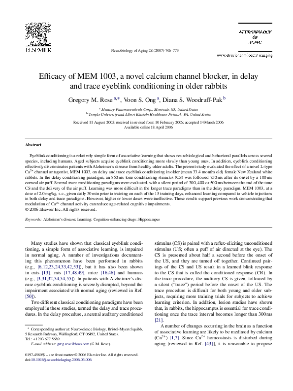 (PDF) Efficacy of MEM 1003, a novel calcium channel blocker, in delay ...