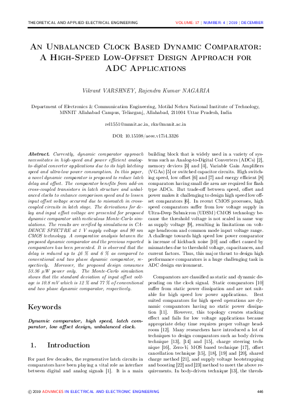 (PDF) An Unbalanced Clock Based Dynamic Comparator: A High-Speed Low-Offset Design Approach for ...
