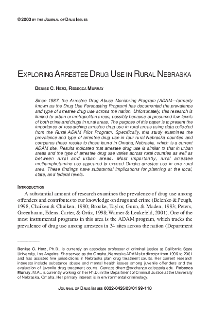 (PDF) Exploring Arrestee Drug Use in Rural Nebraska