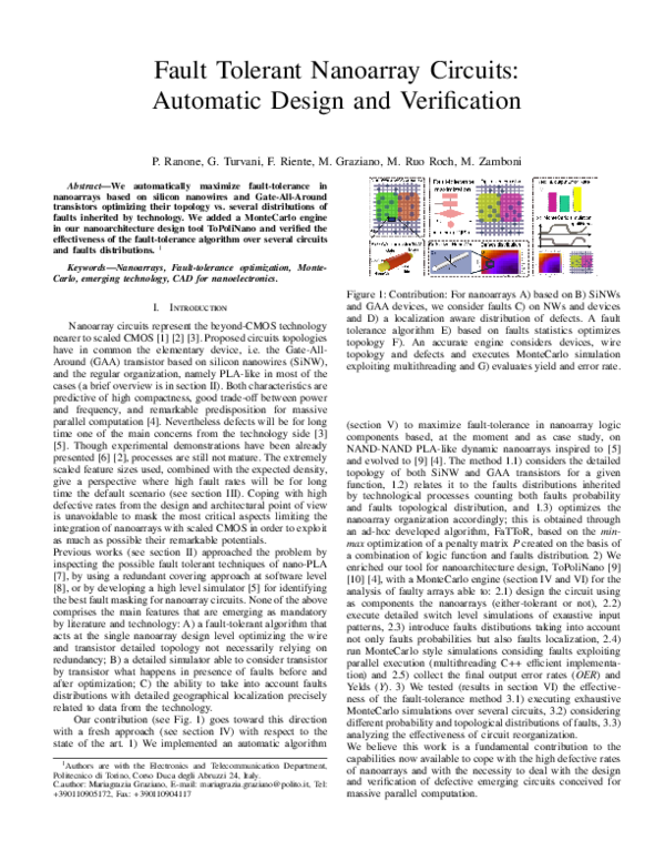 (PDF) Fault tolerant nanoarray circuits: Automatic design and verification