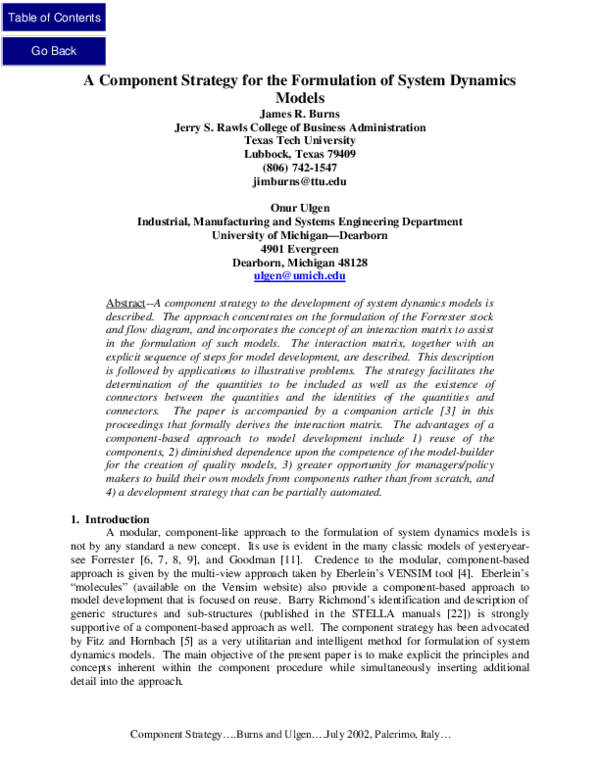 (PDF) A component strategy for the formulation of system dynamics models