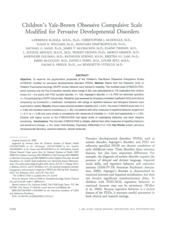 (PDF) The children's Yale-Brown obsessive–compulsive scale ...