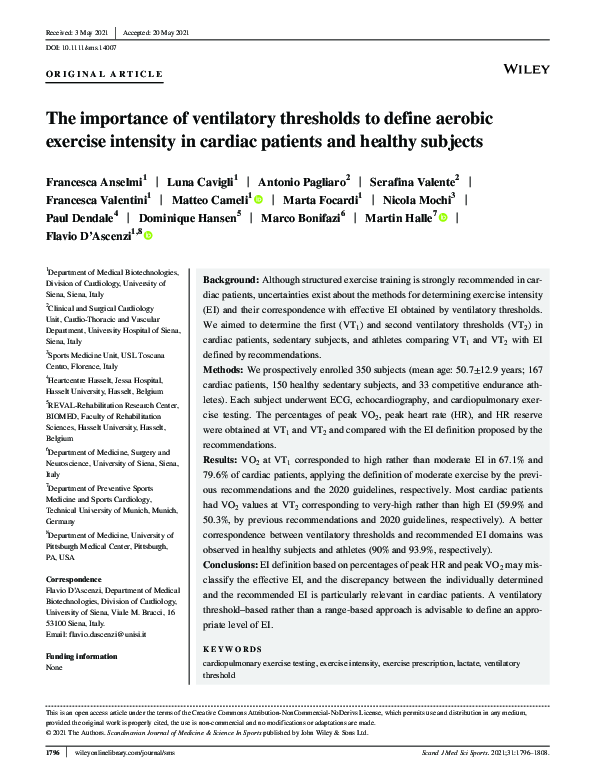 (PDF) The importance of ventilatory thresholds to define aerobic ...