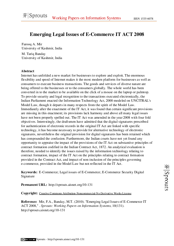 (PDF) Emerging Legal Issues of E-Commerce