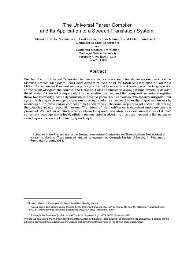 (PDF) The Universal Parser Compiler and its application to a speech ...