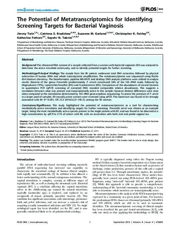 Pdf The Potential Of Metatranscriptomics For Identifying Screening Targets For Bacterial