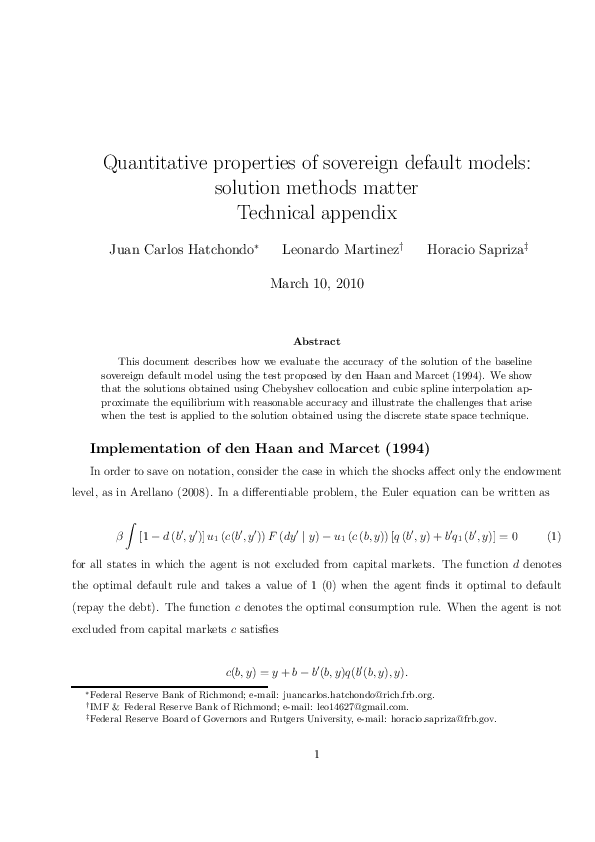 (PDF) Technical Appendix to" Quantitative properties of sovereign ...