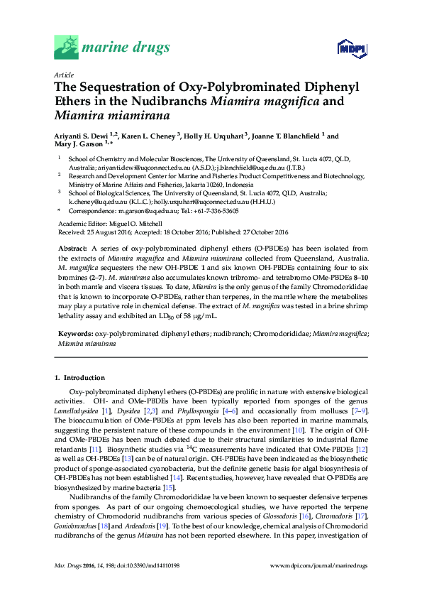(PDF) The Sequestration of Oxy-Polybrominated Diphenyl Ethers in the ...