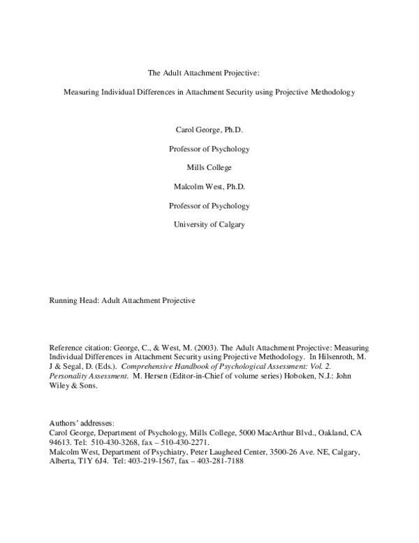 (PDF) The Adult Attachment Projective: Measuring Individual Differences ...