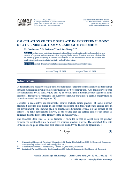 (PDF) Calculation of the Dose Rate in an External Point of a ...