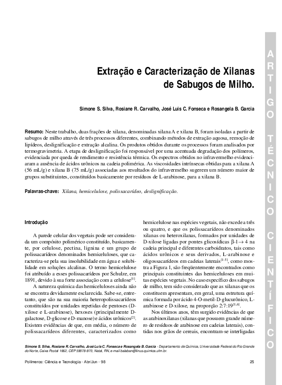 (PDF) Extração e caracterização de xilanas de sabugos de milho