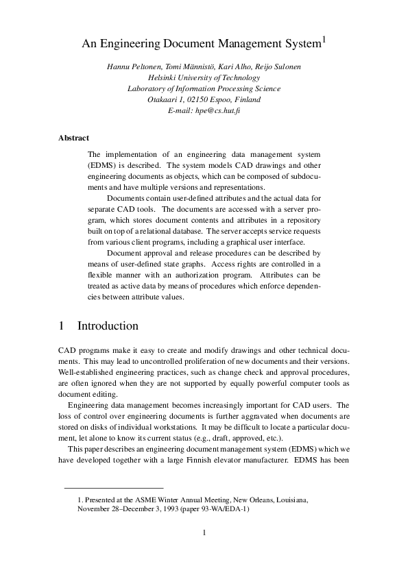 (PDF) An engineering document management system