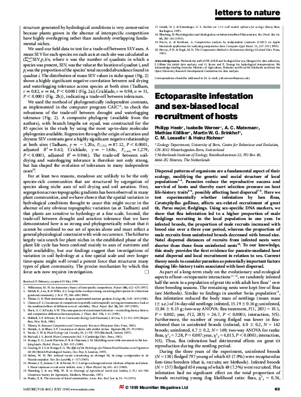 (PDF) Ectoparasite infestation and sex-biased local recruitment of hosts