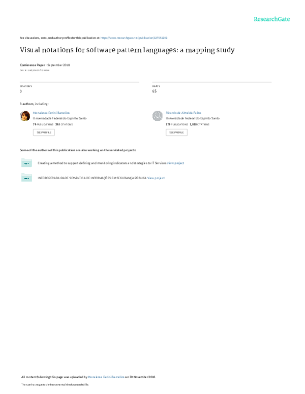 (PDF) Visual notations for software pattern languages | Monalessa Barcellos - Academia.edu