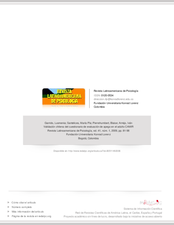 (PDF) Validación chilena del cuestionario de evaluación de apego en el ...