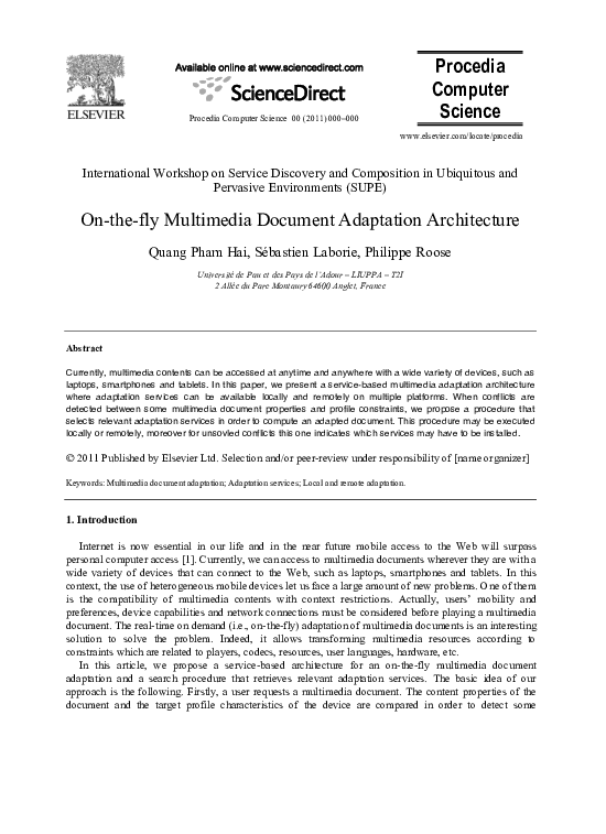 (PDF) On-the-fly Multimedia Document Adaptation Architecture