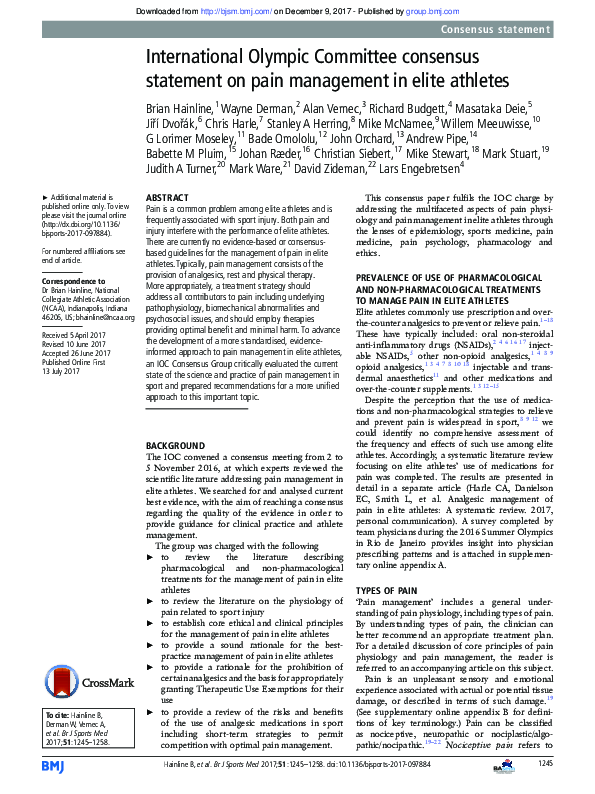 (PDF) International Olympic Committee consensus statement on youth athletic development