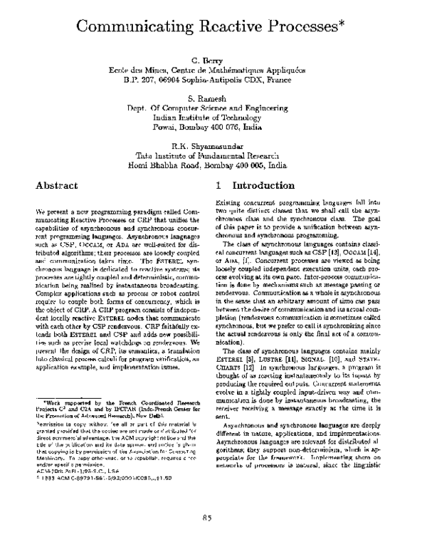 (PDF) Communicating reactive processes