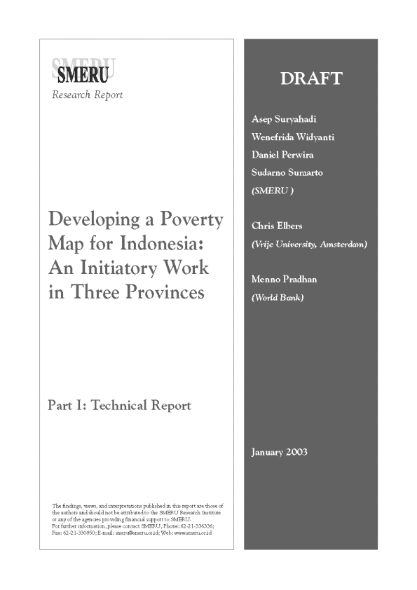 (PDF) Developing a Poverty Map for Indonesia: An Initiatory Work in ...